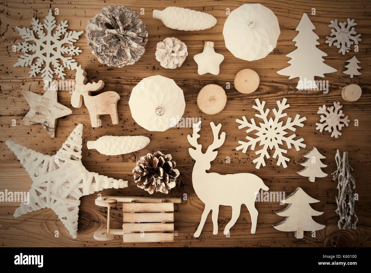 White Festive Christmas Flat Lay, Instagram Filter, Frame Stock Photo ...