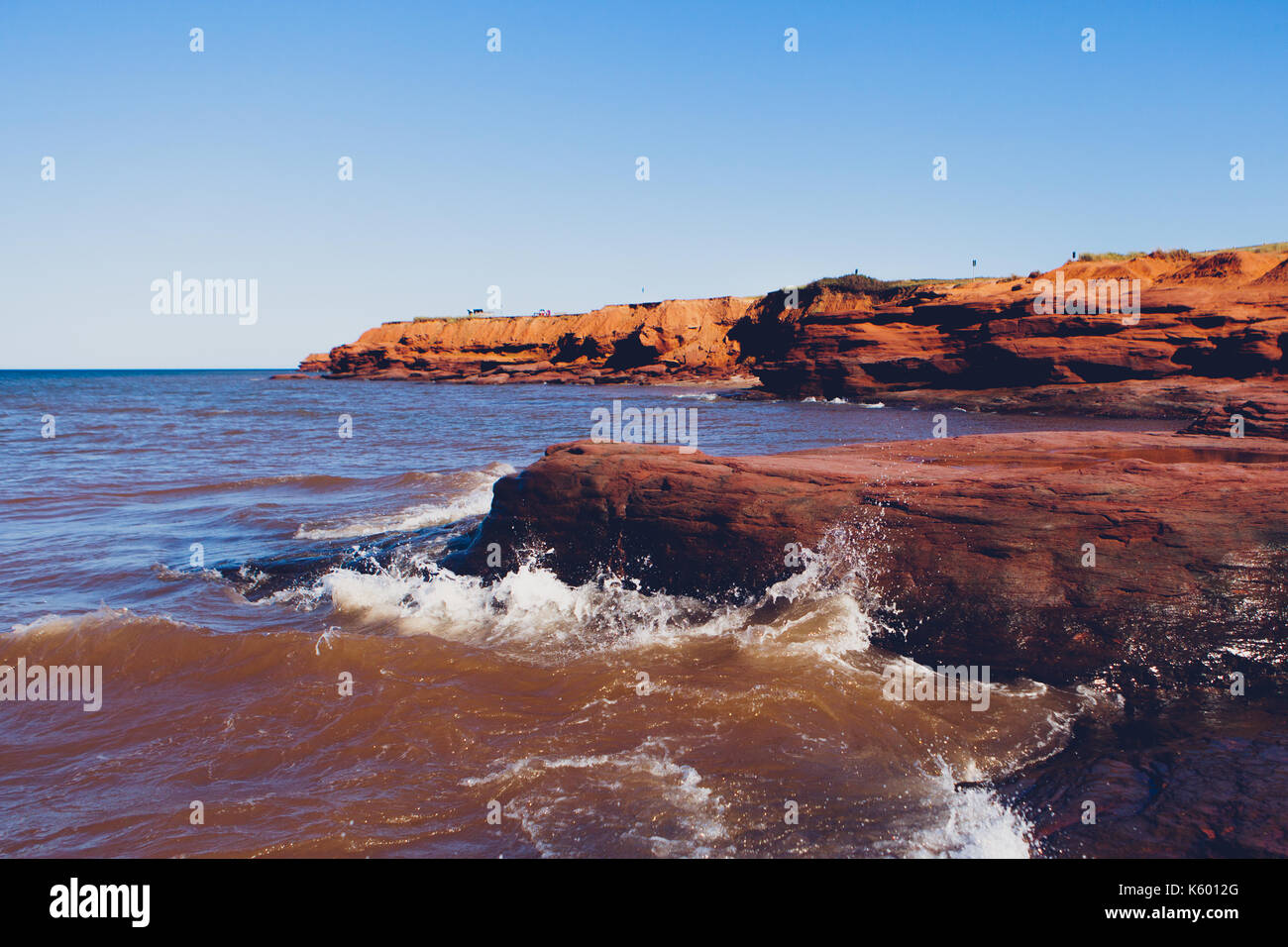 Waves at Cavendish Cliffs, Prince Edward Island Stock Photo - Alamy