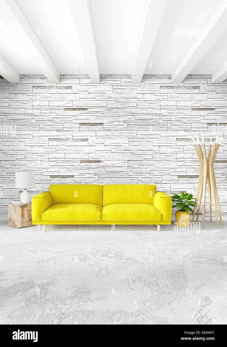 Vertical Bedroom Minimal or Loft style Interior Design. 3D Rendering ...