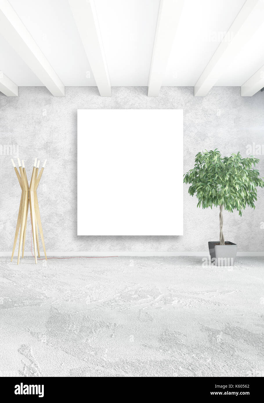 Vertical Bedroom Minimal or Loft style Interior Design. 3D Rendering ...