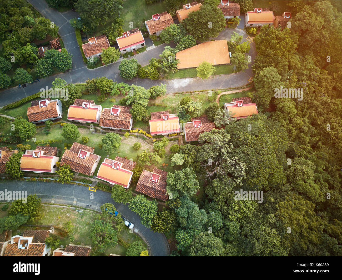 Roofs of houses above view. District of houses top view Stock Photo - Alamy