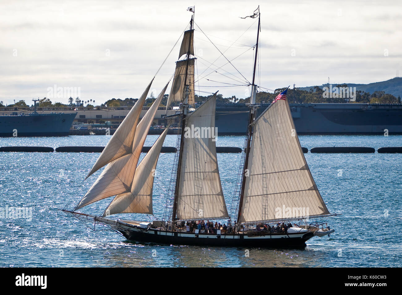 The Tall Sailing Ship Californian, on San Diego Bay, CA US, is a ...