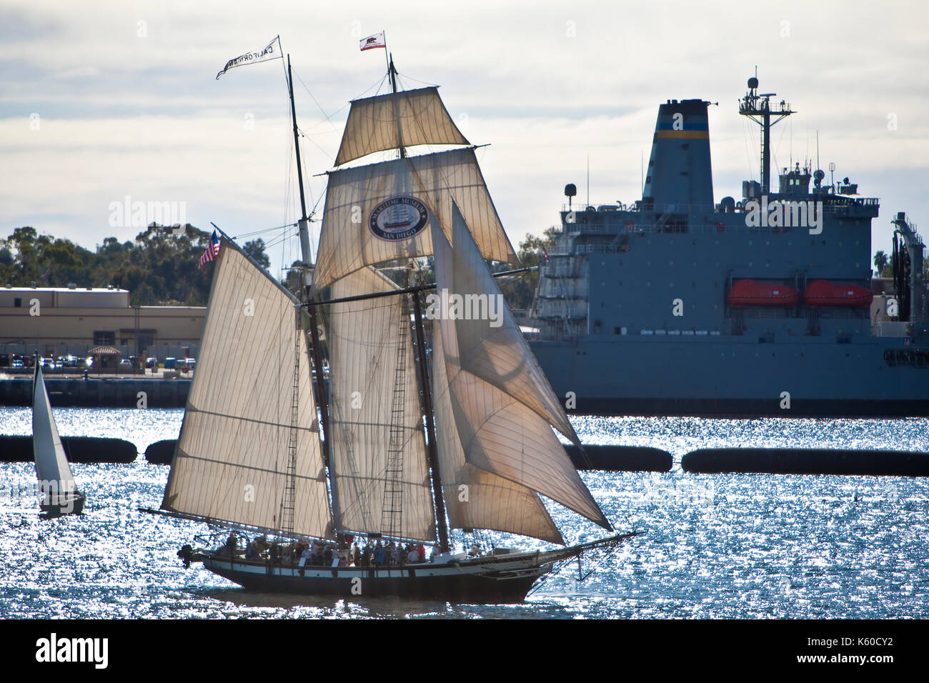 The Tall Sailing Ship Californian, on San Diego Bay, CA US, is a ...