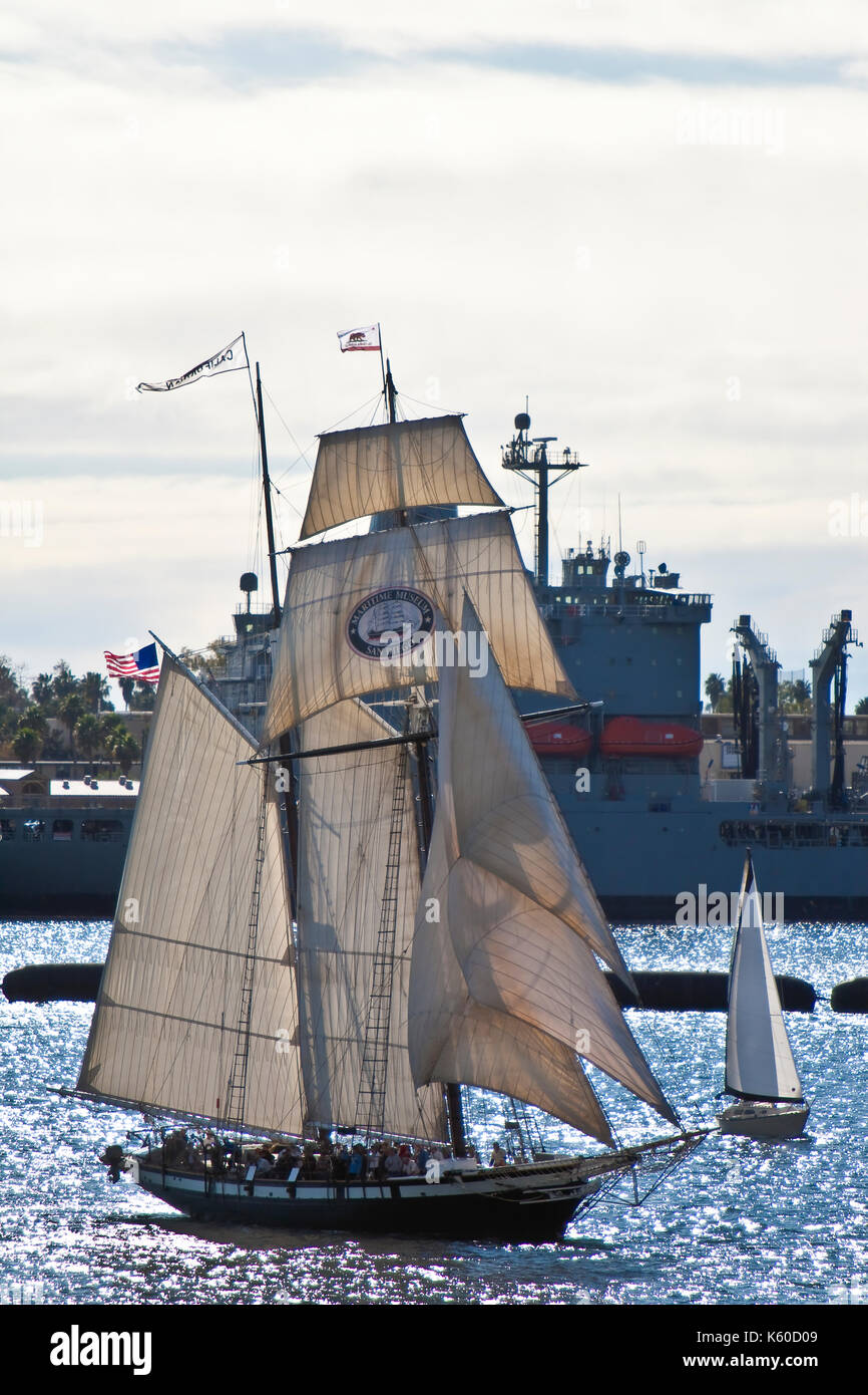The Tall Sailing Ship Californian, on San Diego Bay, CA US, is a ...