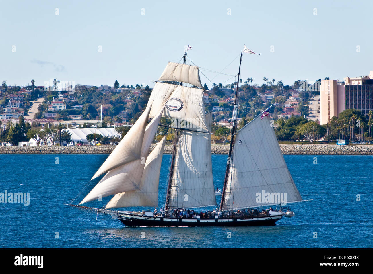 The Tall Sailing Ship Californian, on San Diego Bay, CA US, is a ...