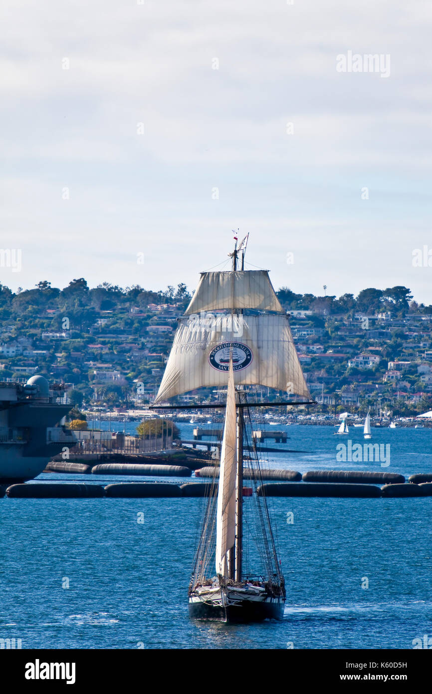 The Tall Sailing Ship Californian, on San Diego Bay, CA US, is a ...