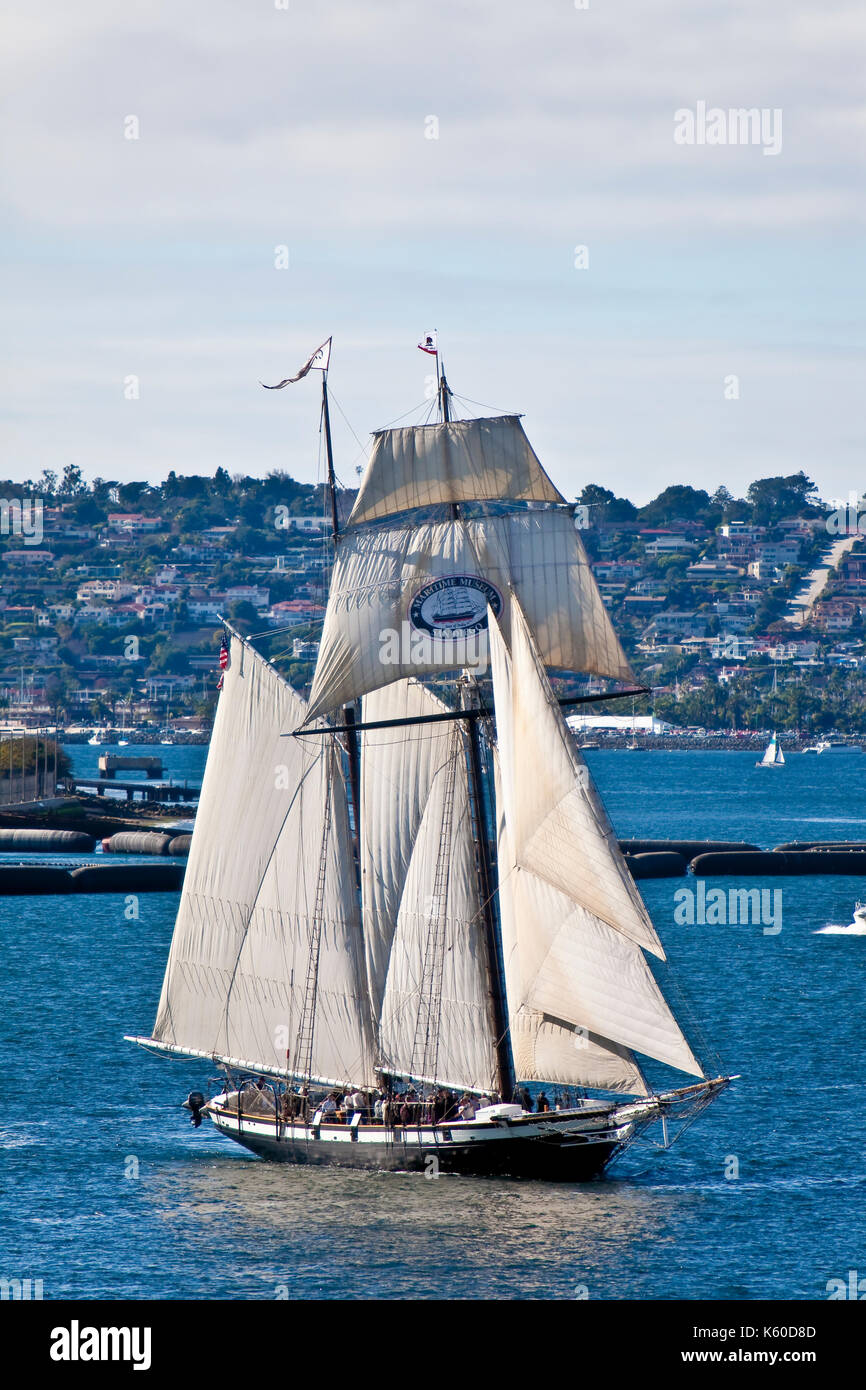 The Tall Sailing Ship Californian, on San Diego Bay, CA US, is a ...