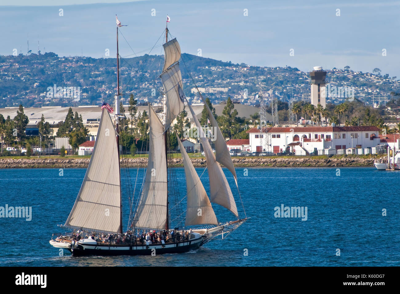 The Tall Sailing Ship Californian, on San Diego Bay, CA US, is a ...