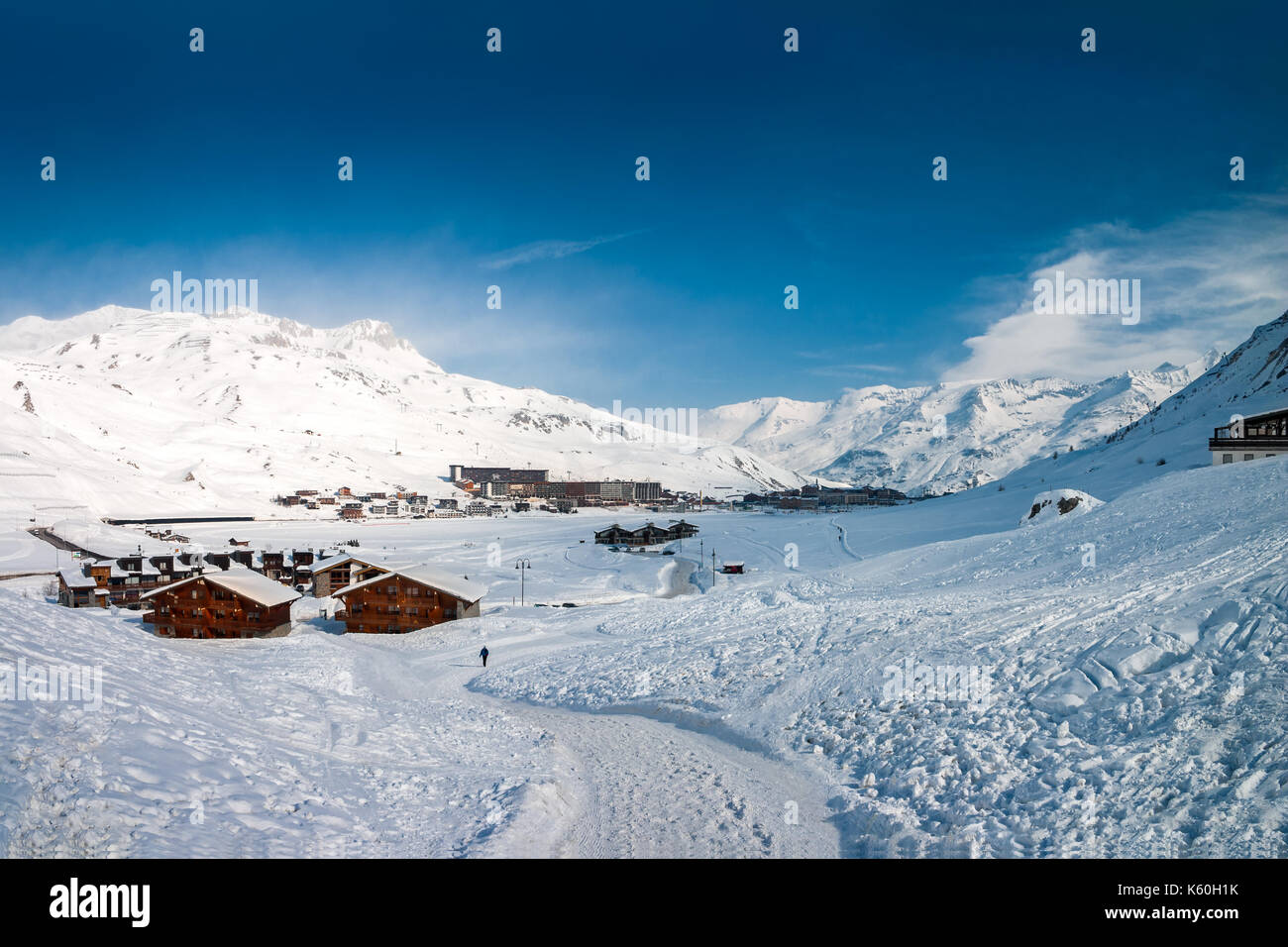 Winter in Tignes. Tignes is a village and ski resort in the French Alps ...