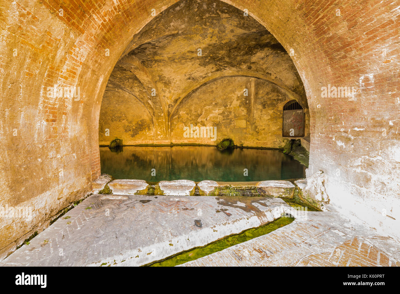 Medieval fountain of Fontebranda, the oldest one in Siena Stock Photo ...