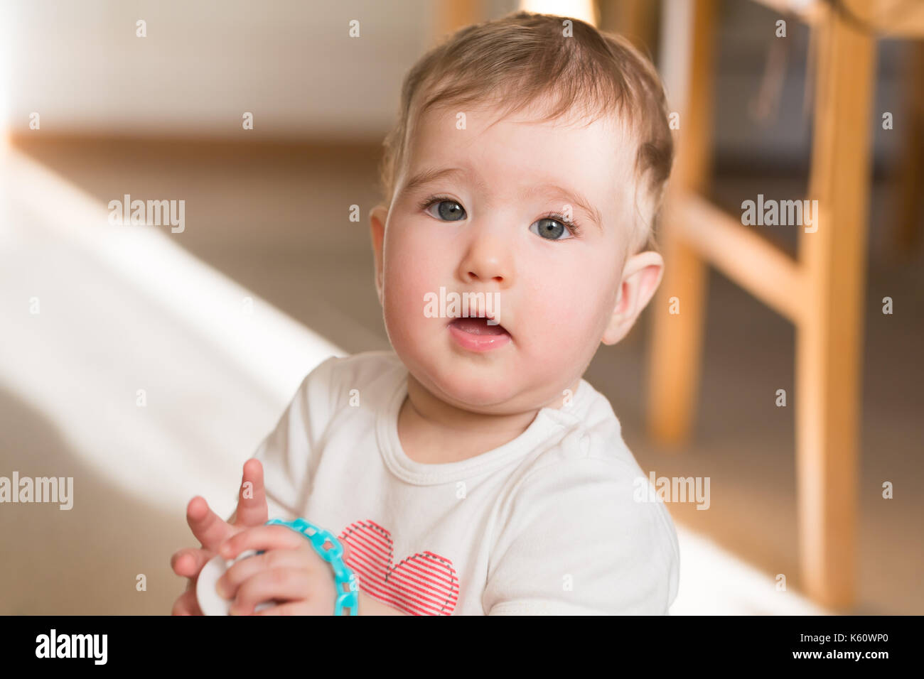 Beautiful little child. Close up portrait in home Stock Photo - Alamy