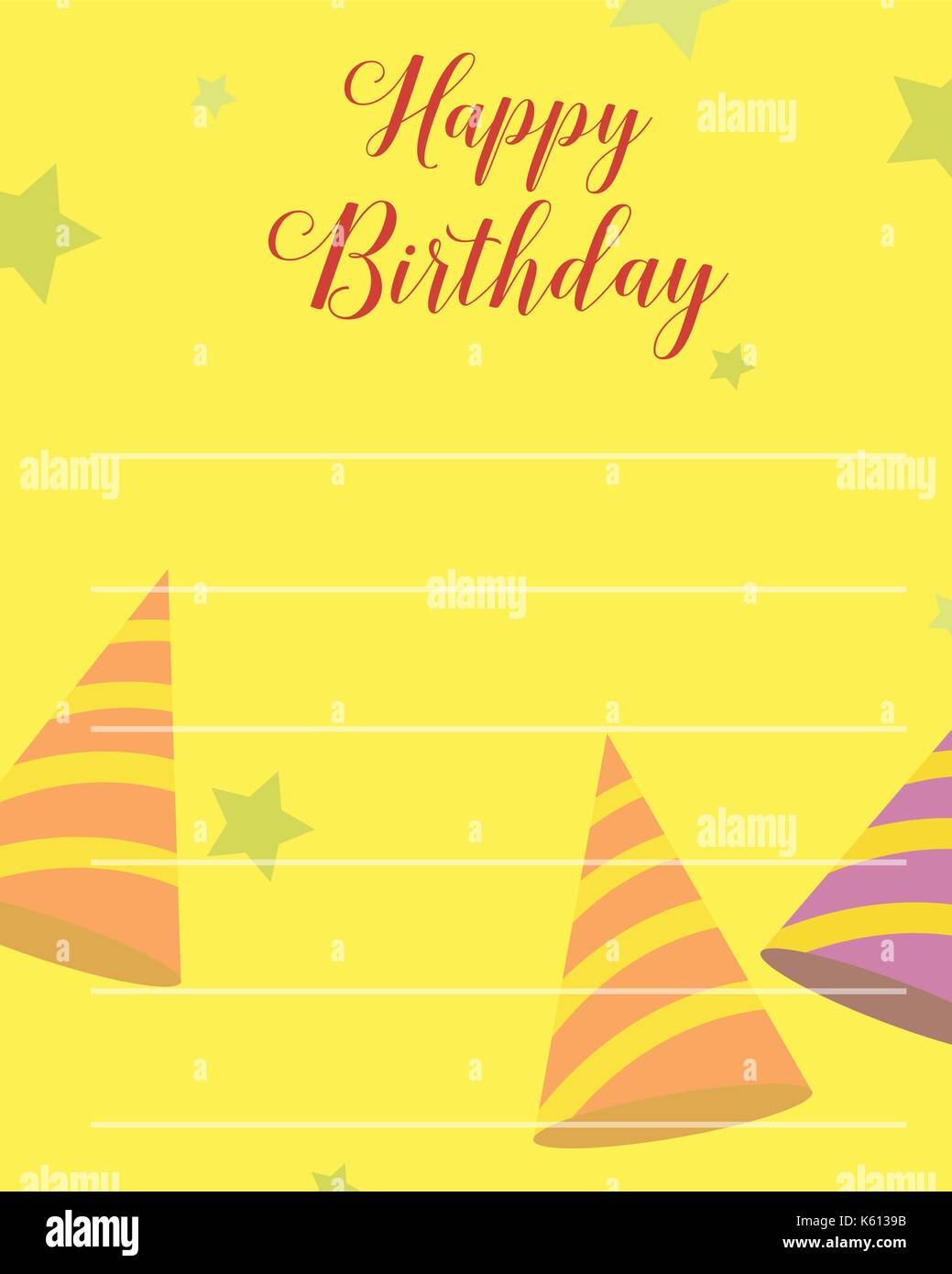 Happy birthday greeting card with yellow background Stock Vector Image ...