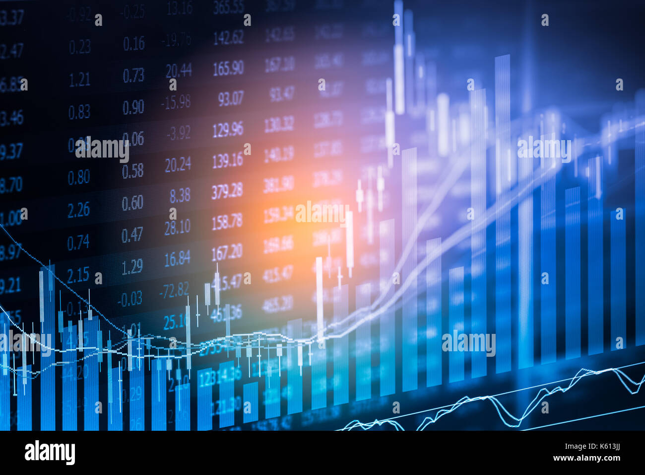 Index graph of stock market financial indicator analysis on LED ...