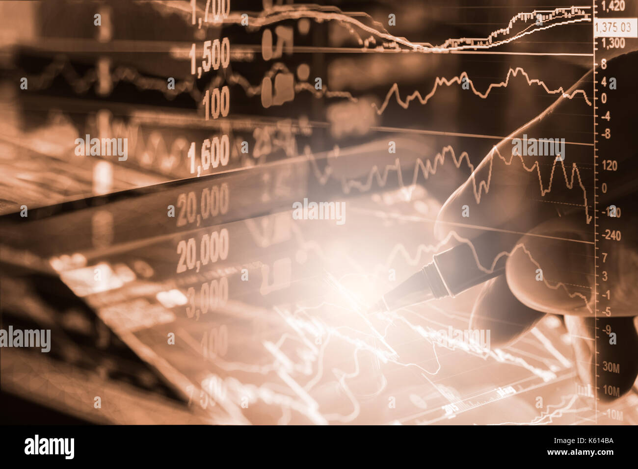 Index graph of stock market financial indicator analysis on LED ...