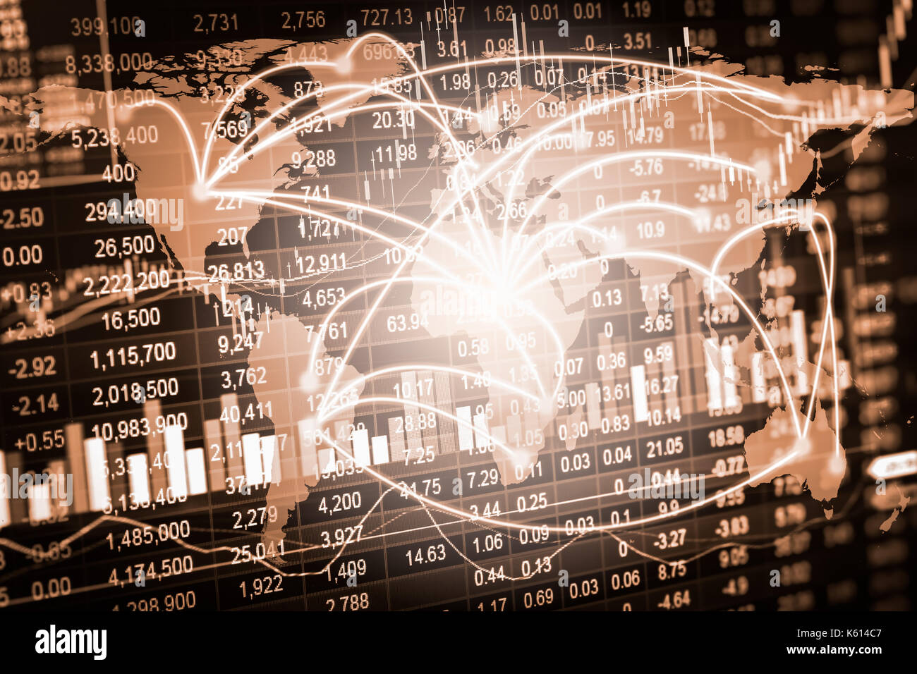 Index graph of stock market financial indicator analysis on LED ...