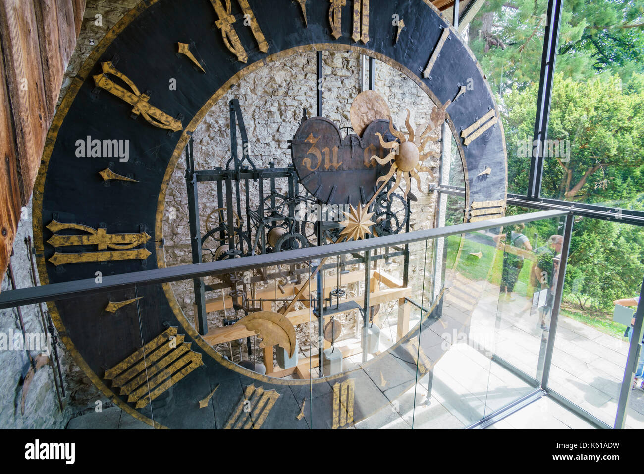 Lucerne, JUL 16: Big clock of the historical Zeitturm tower on JUL 16 ...