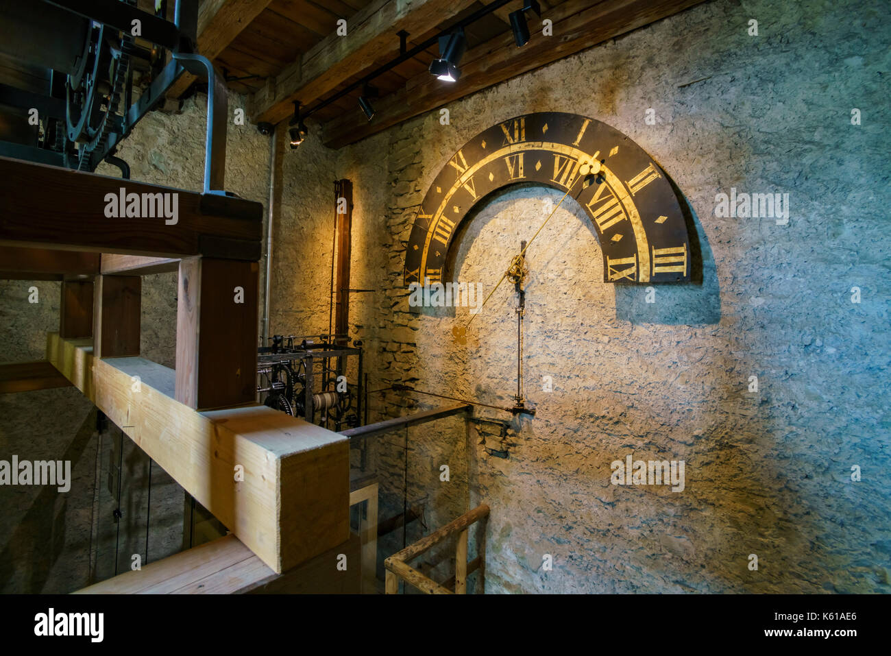 Lucerne, JUL 16: Big clock of the historical Zeitturm tower on JUL 16 ...