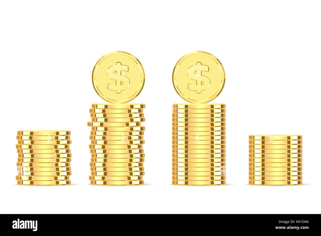 Golden coins. Realistic gold money isolated on white background Stock ...