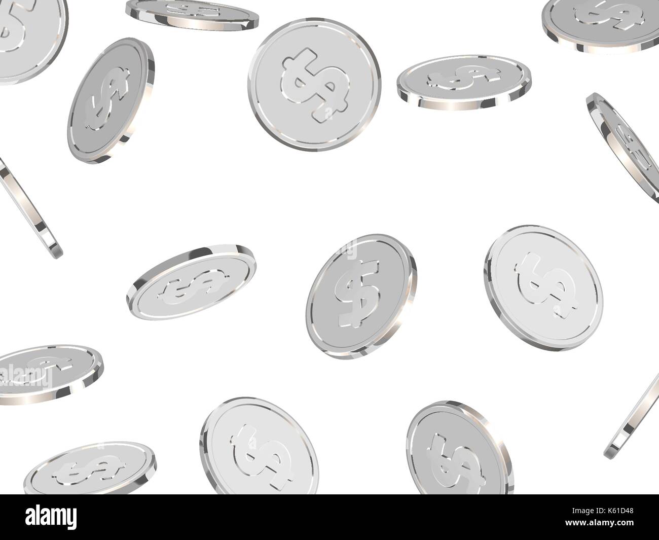 Silver coins. Realistic silver money isolated on white background Stock ...