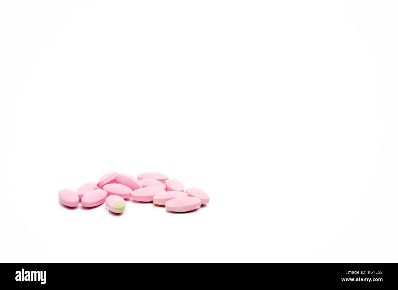Expired calcium tablet pills with color change isolated on white ...