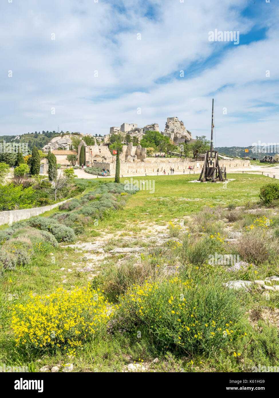 Catapult, on of the seige engines in Castle of Les Baux-de-provence ...