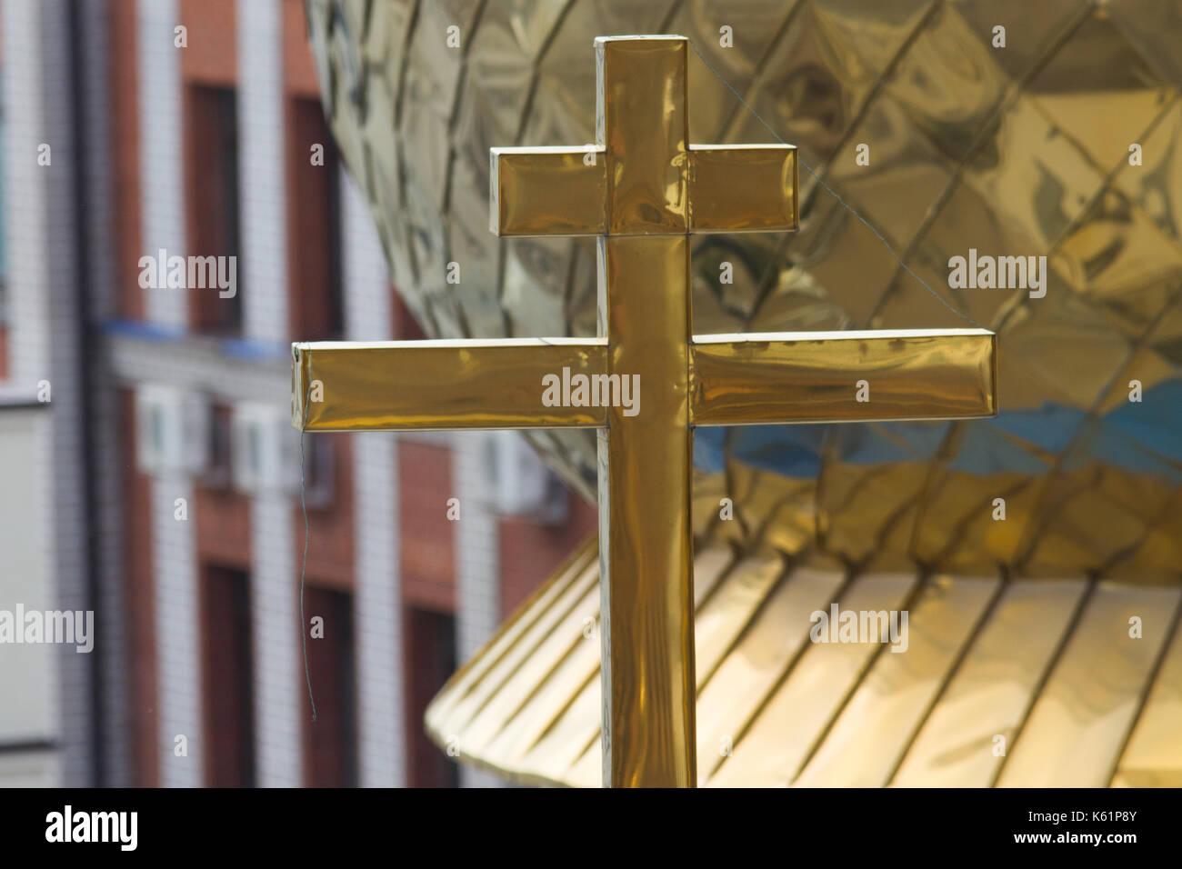 Golden orthodox cross on dome of church Stock Photo - Alamy