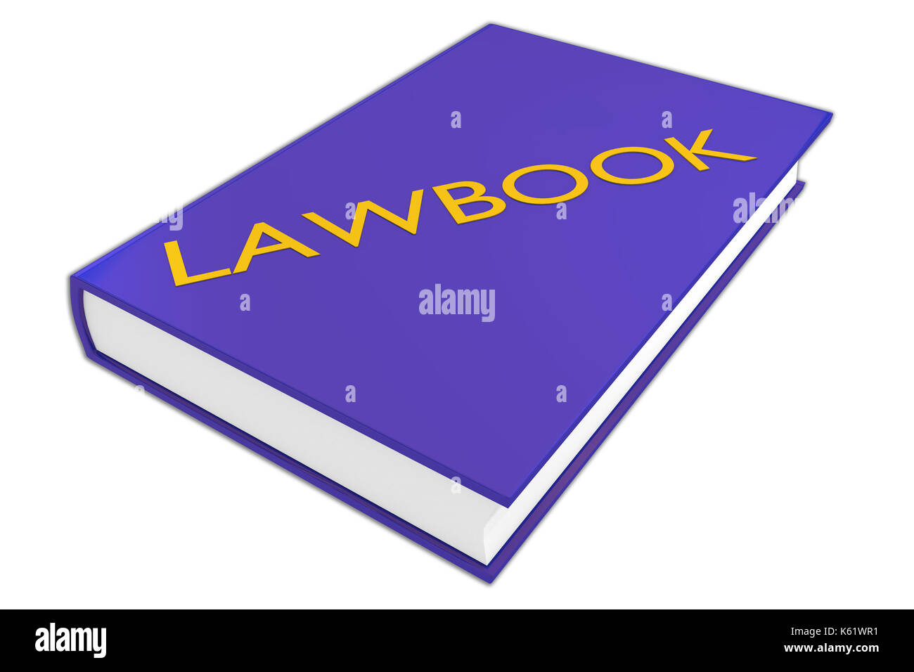3D illustration of "LAWBOOK" script on a book, isolated on white Stock ...