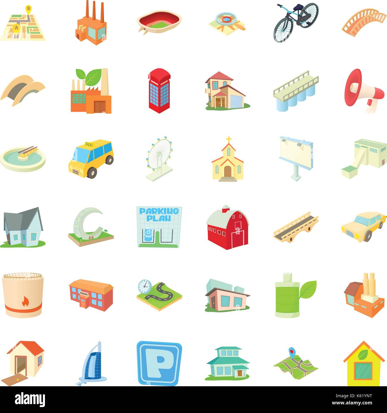 Cityscape icons set, cartoon style Stock Vector Image & Art - Alamy