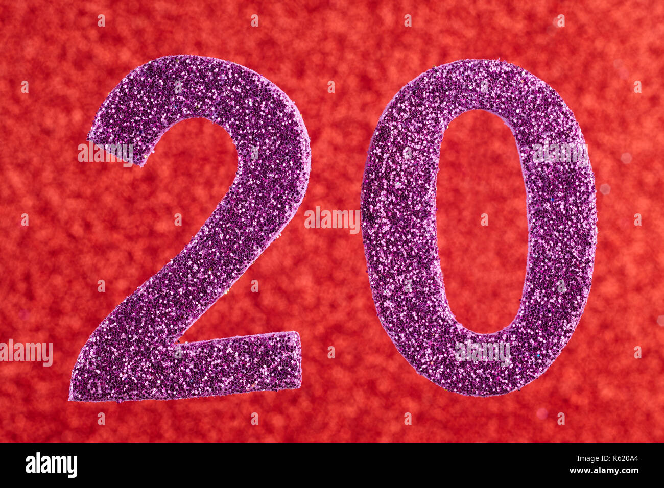 Number twenty purple over a red background. Anniversary. Horizontal ...