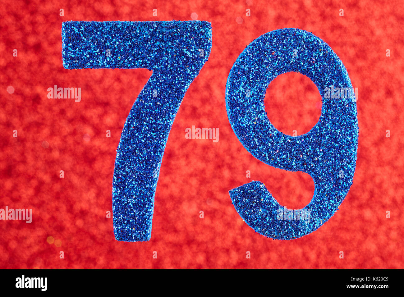 Number seventy-nine blue color over a red background. Anniversary ...