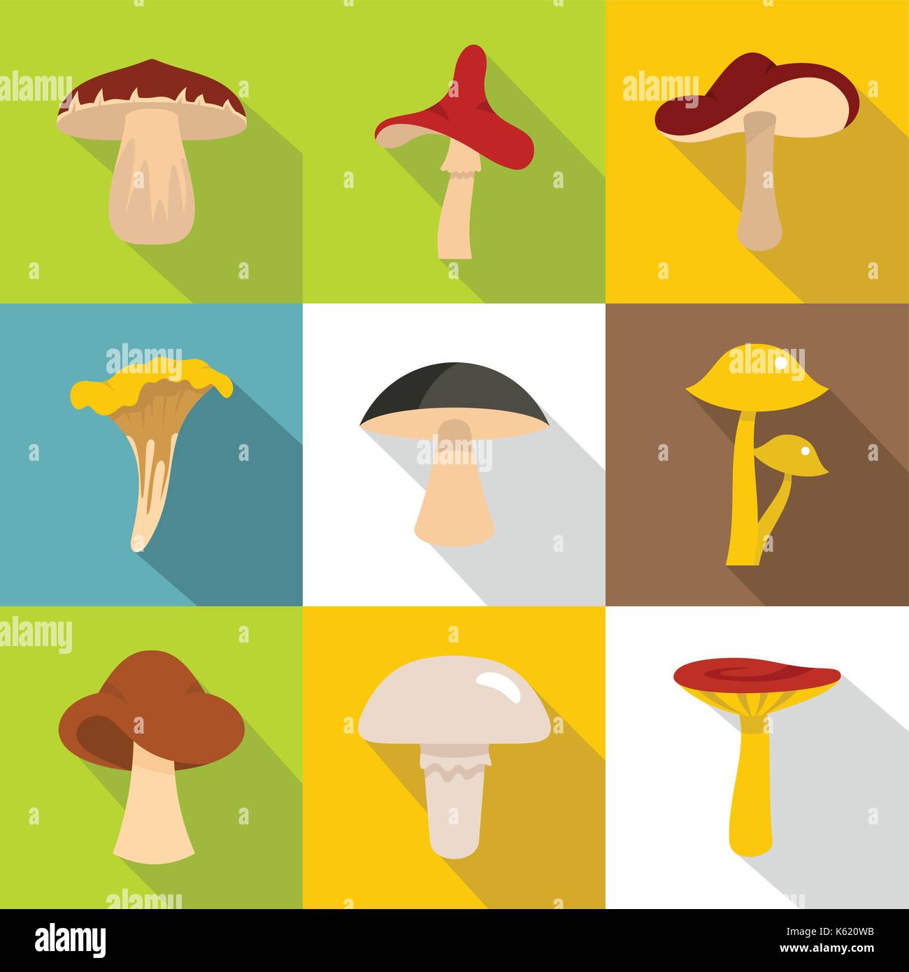 Edible mushrooms icon set, flat style Stock Vector Image & Art - Alamy