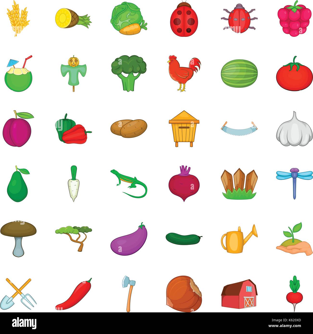 Vegetable icons set, cartoon style Stock Vector Image & Art - Alamy
