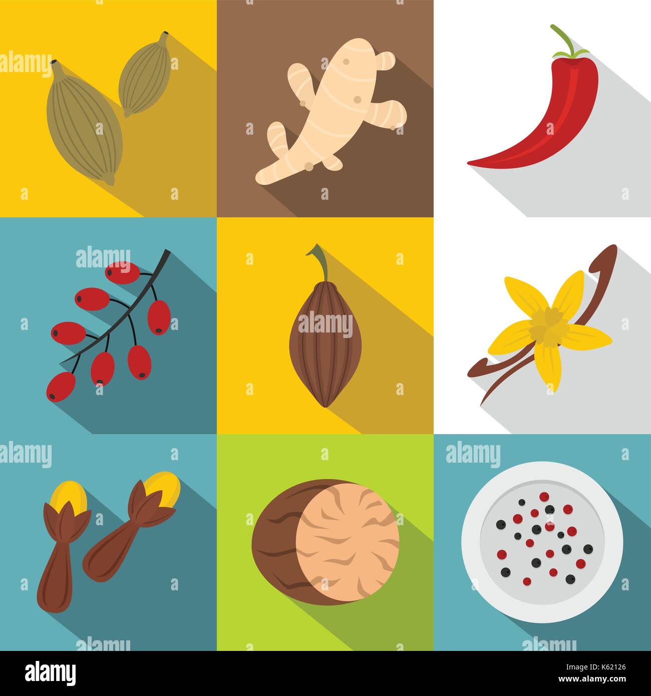 Herbs and spices icon set, flat style Stock Vector Image & Art - Alamy