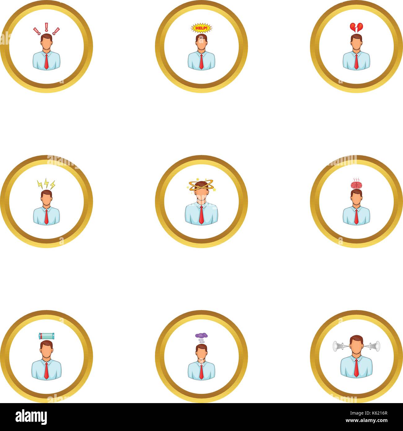 Businessman is tired icons set, cartoon style Stock Vector Image & Art ...