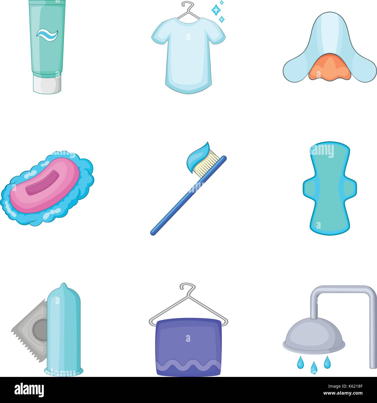 Morning wash cleaning icon set, cartoon style Stock Vector Image & Art ...