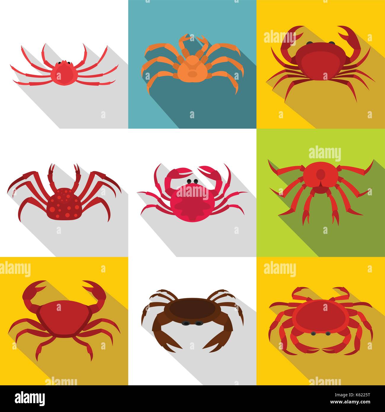 Crab icon set, flat style Stock Vector Image & Art - Alamy