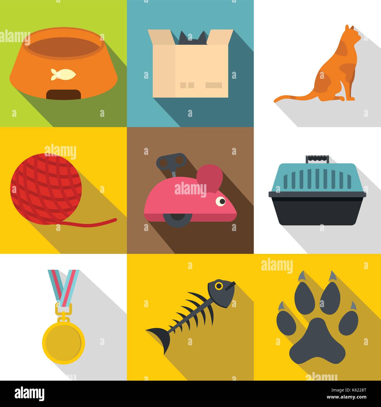 Cat toys icon set, flat style Stock Vector Image & Art - Alamy