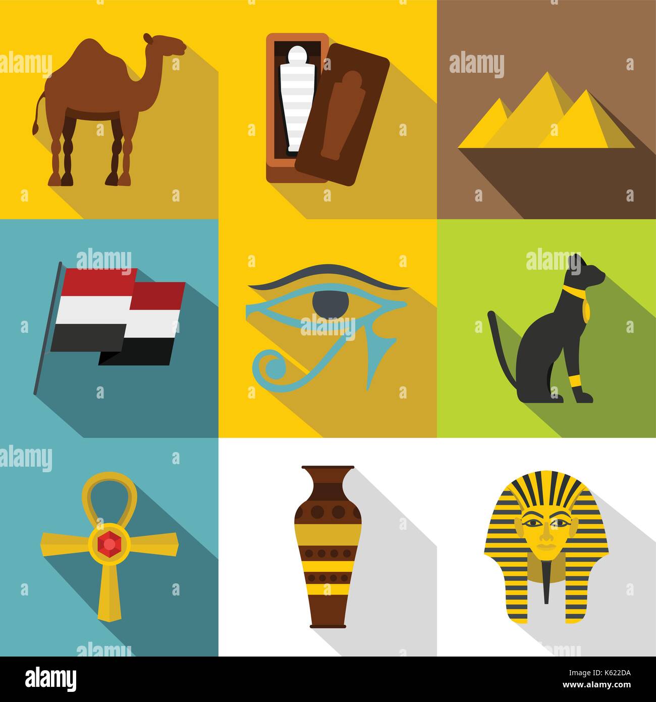 Ancient Egypt icon set, flat style Stock Vector Image & Art - Alamy