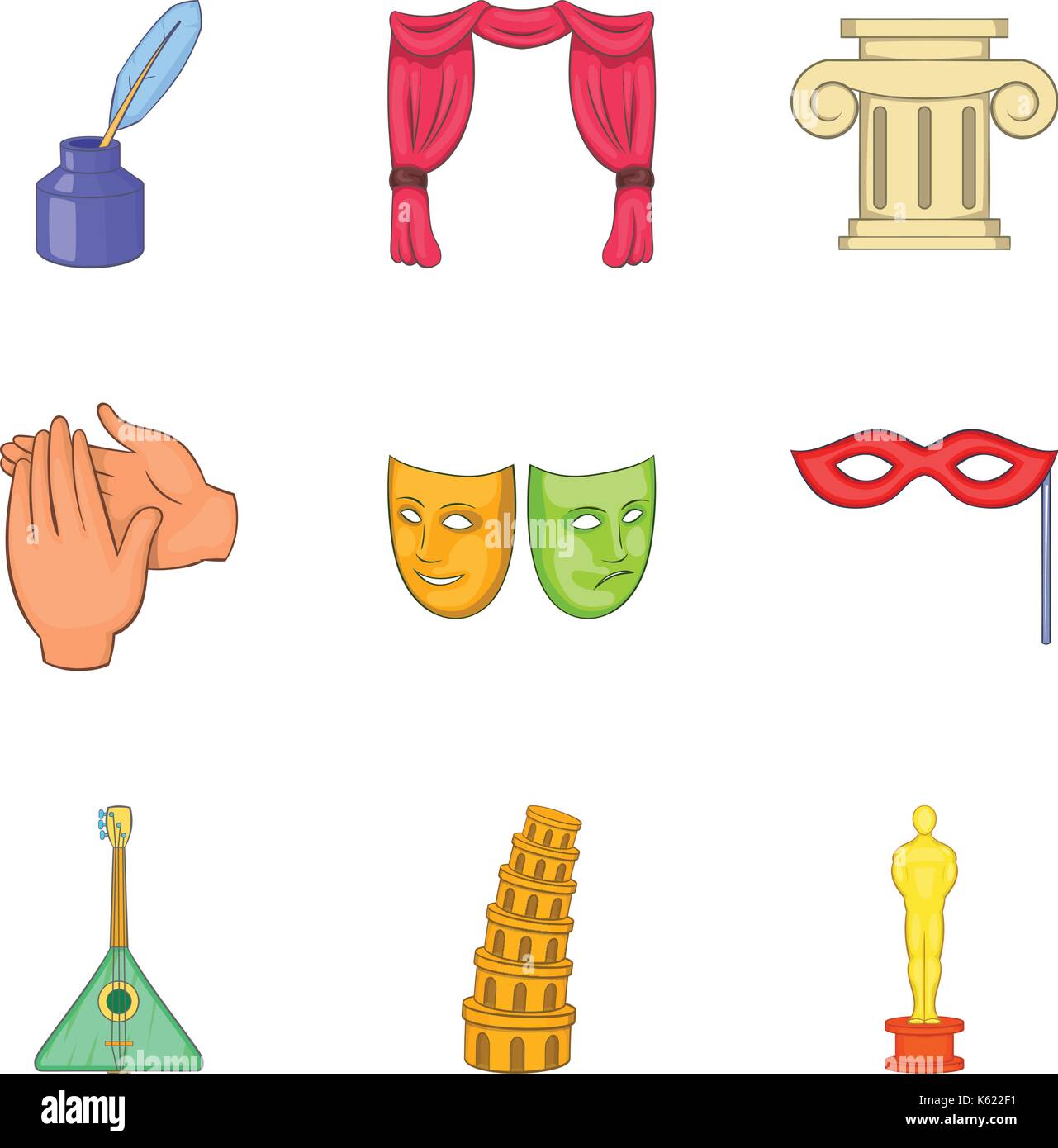 Performance in theater icons set, cartoon style Stock Vector Image ...