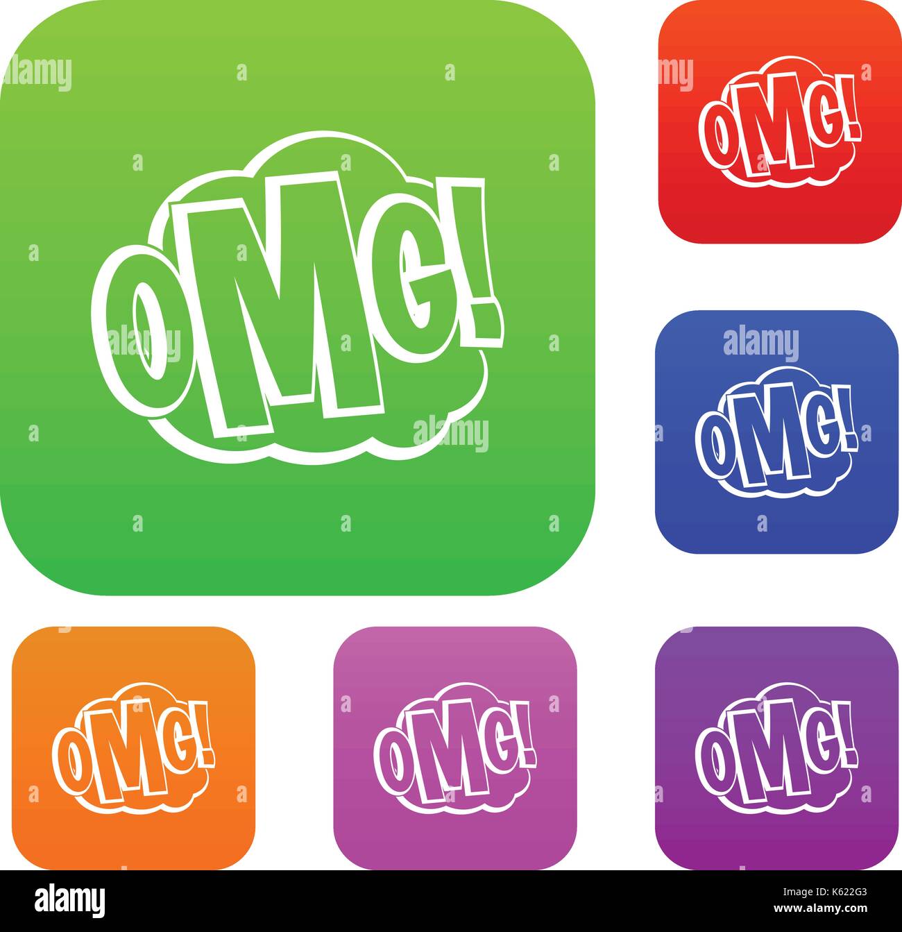 OMG, comic text speech bubble set color collection Stock Vector Image ...