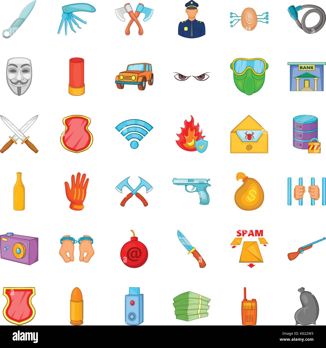 Protection icons set, cartoon style Stock Vector Image & Art - Alamy