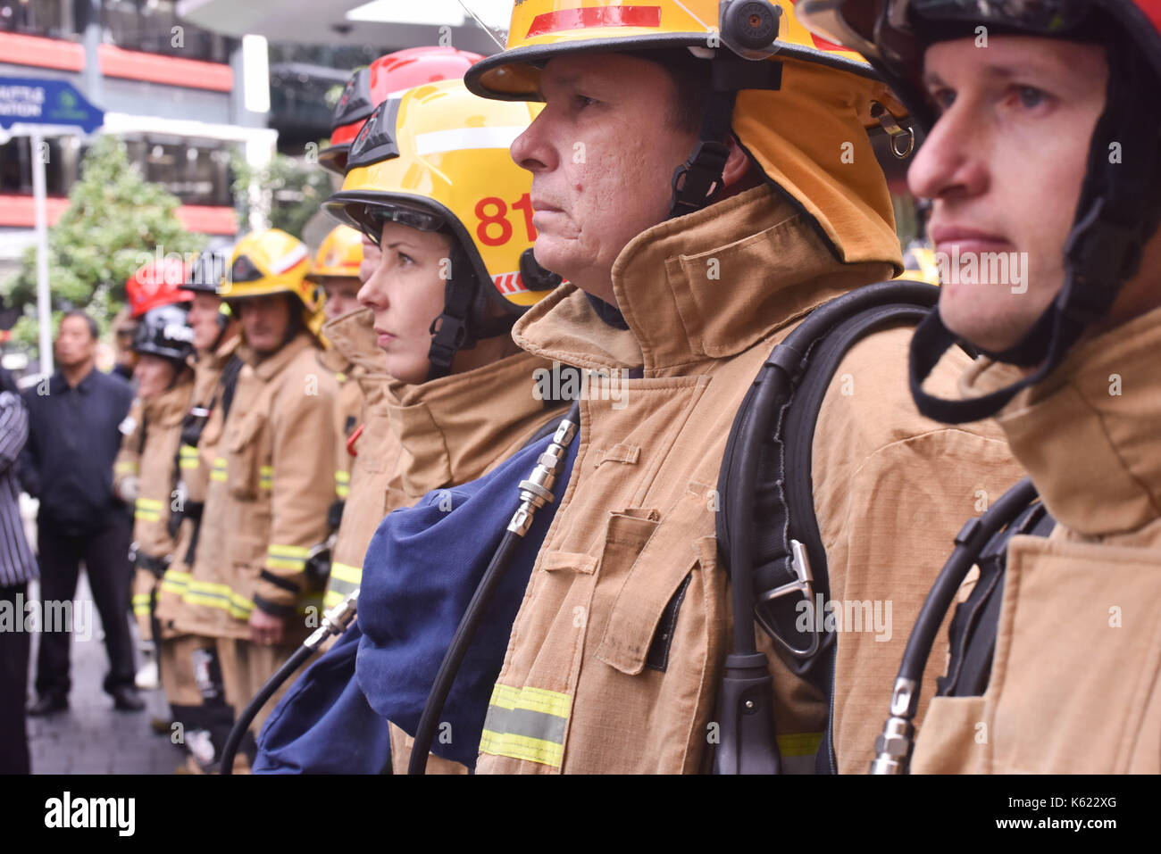 Auckland, New Zealand. 11th Sep, 2017. Firefighters from across the ...