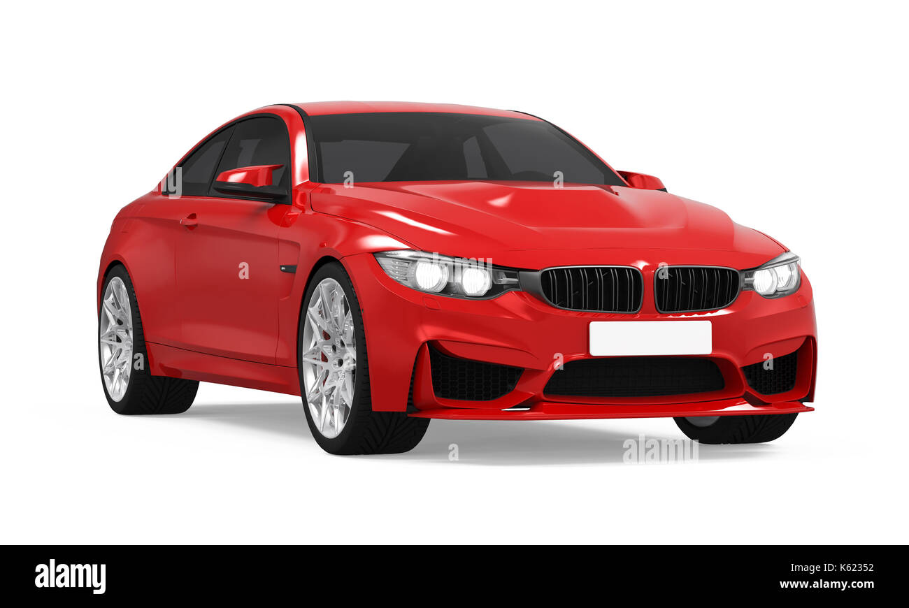 Red Sedan Car Isolated Stock Photo - Alamy