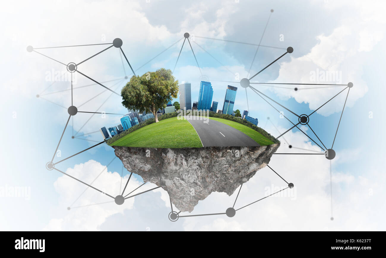 Concept of modern networking technologies and eco green construction ...