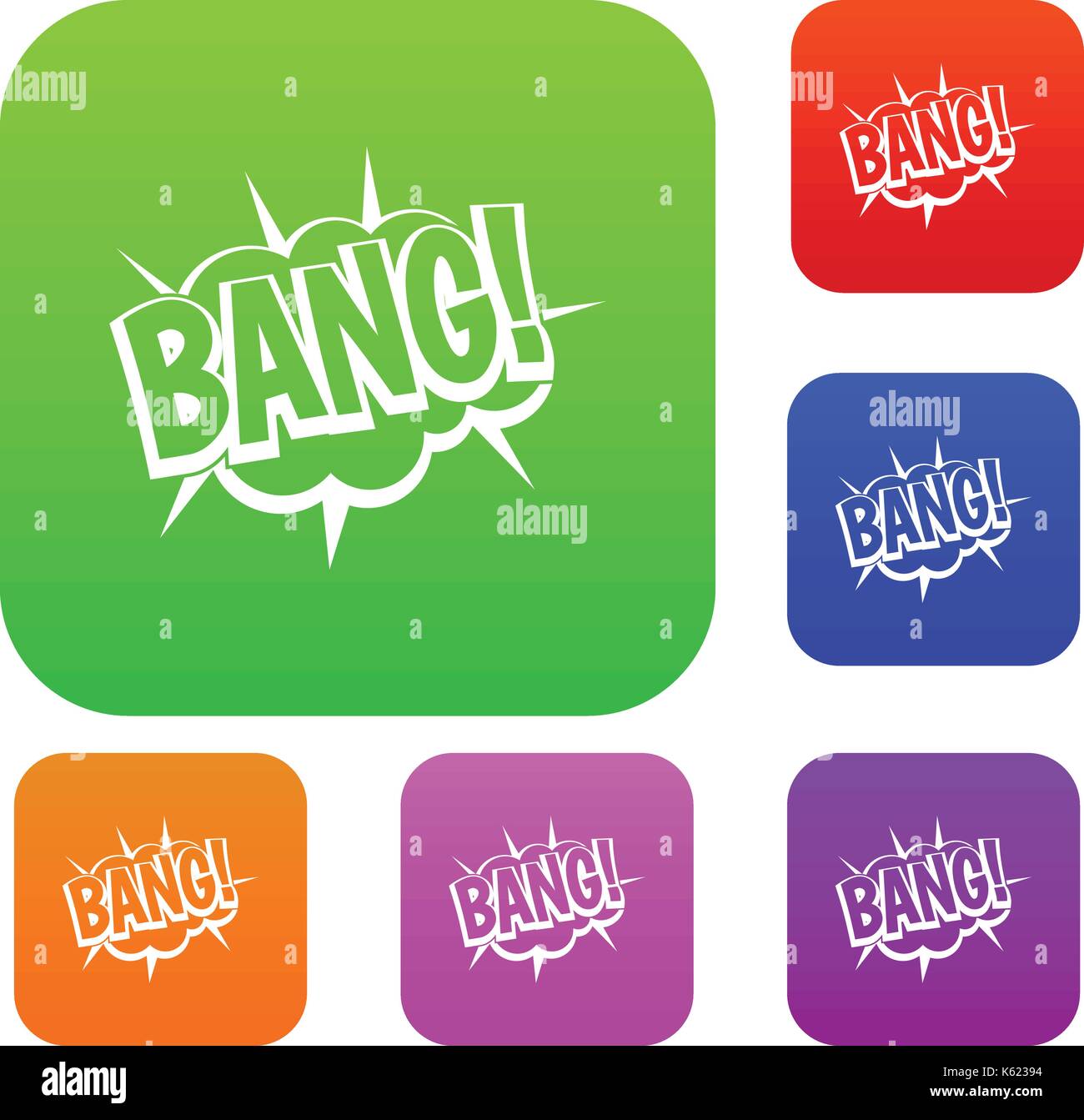 Bang, speech bubble explosion set color collection Stock Vector Image ...