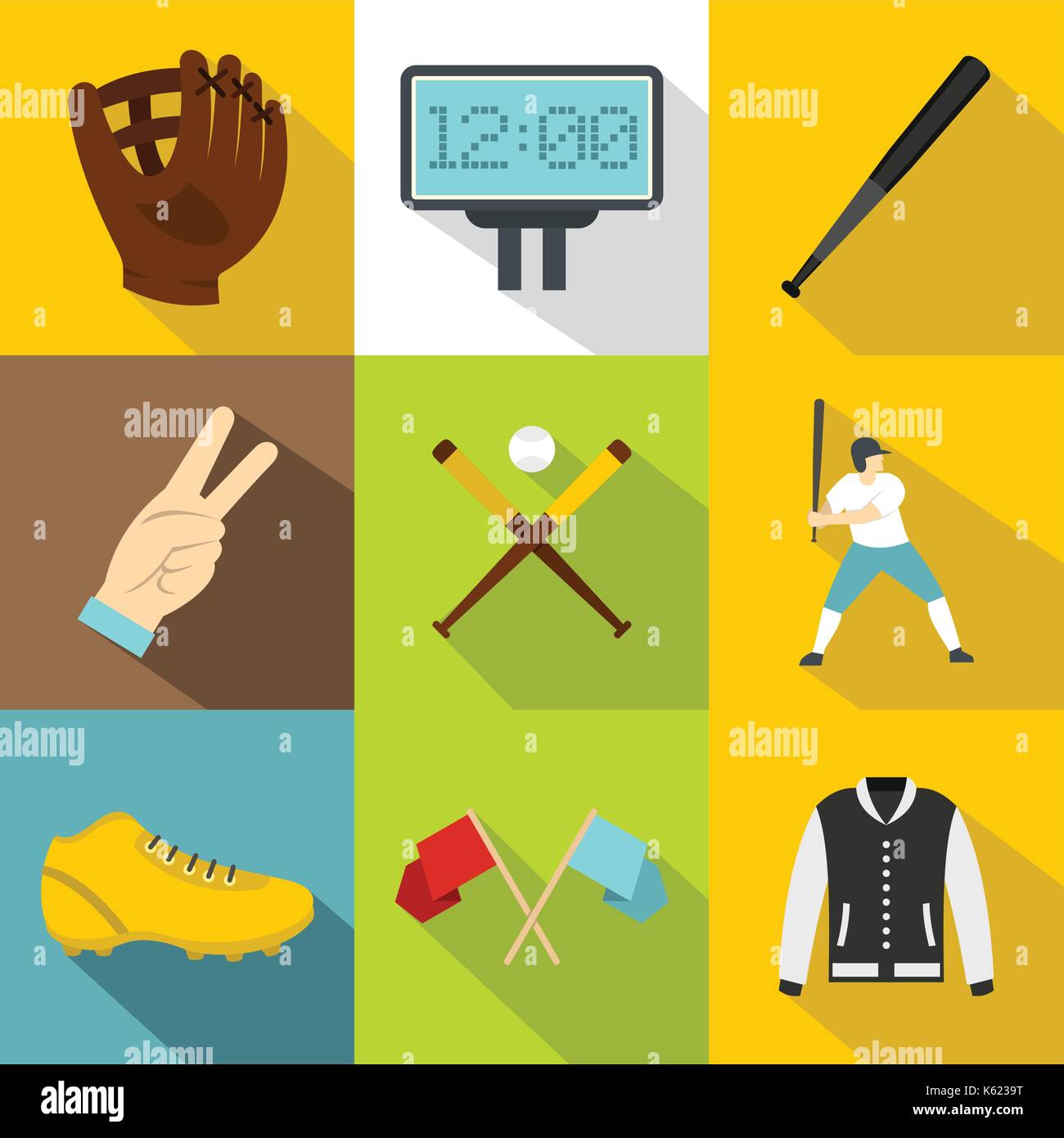 Baseball icon set, flat style Stock Vector Image & Art - Alamy