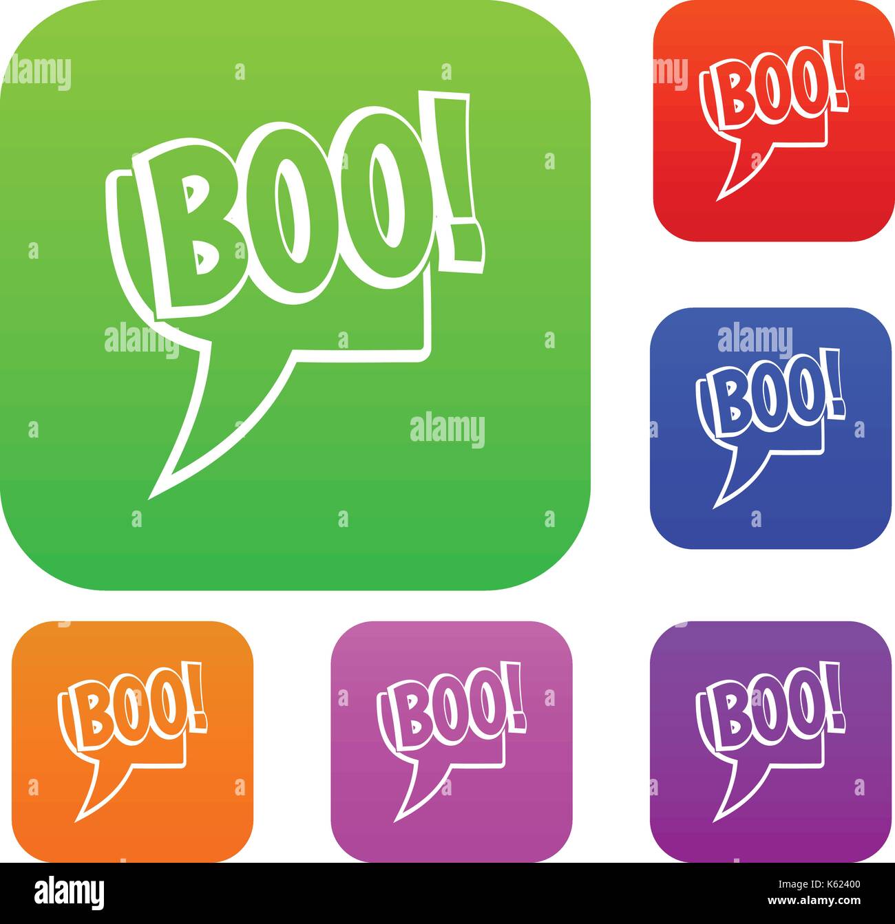 BOO, comic text speech bubble set color collection Stock Vector Image ...