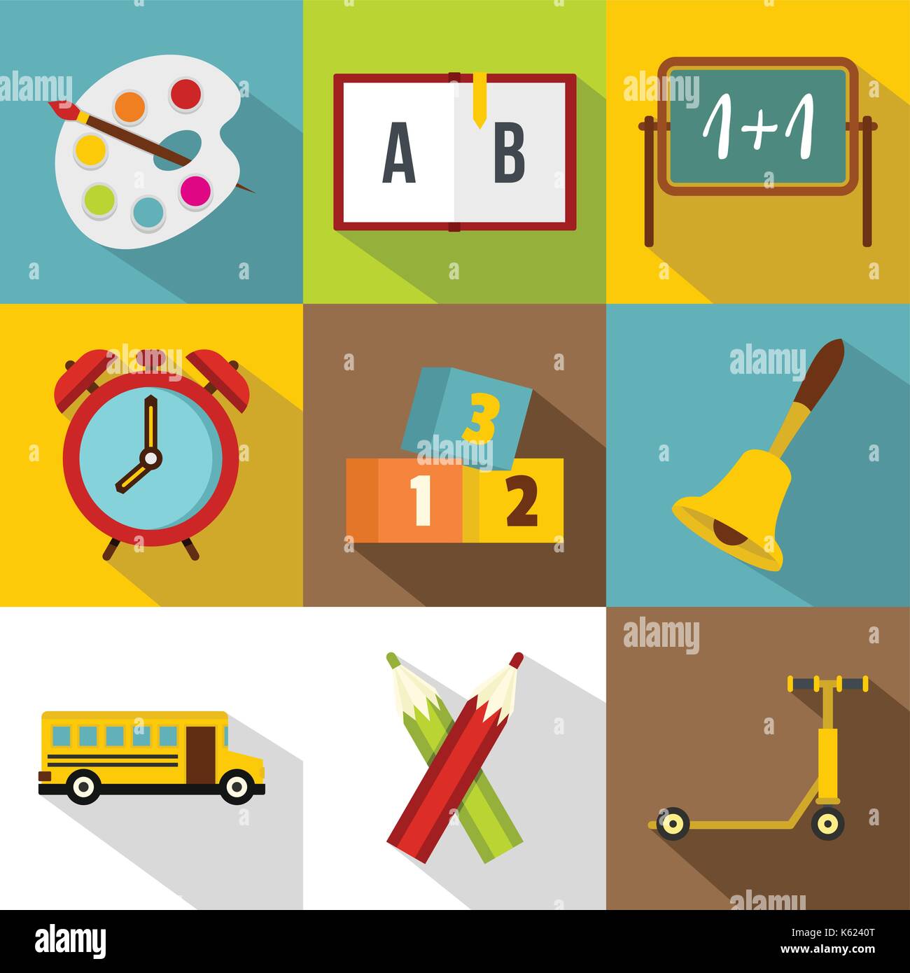 School time icon set, flat style Stock Vector Image & Art - Alamy