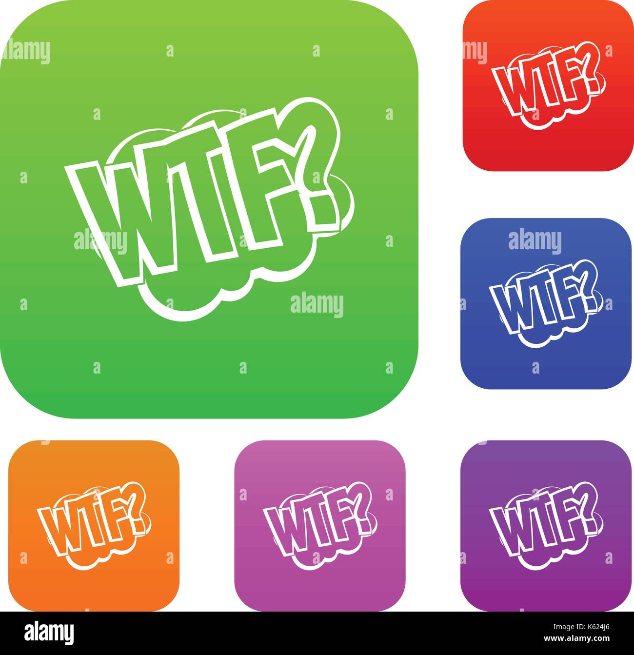 WTF, comic book bubble text set color collection Stock Vector Image ...