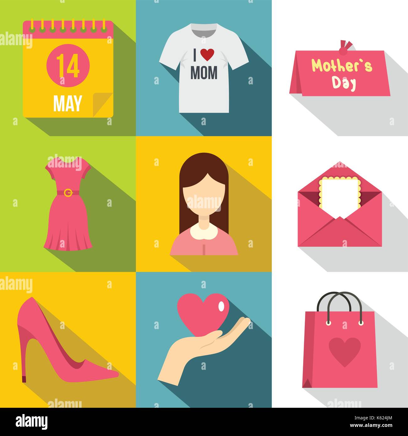 Day of Mom icon set, flat style Stock Vector Image & Art - Alamy